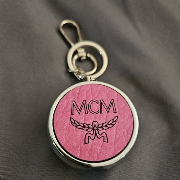 MCM | Other | Mcm Pink And Silver Keychainpill Holder | Poshmark